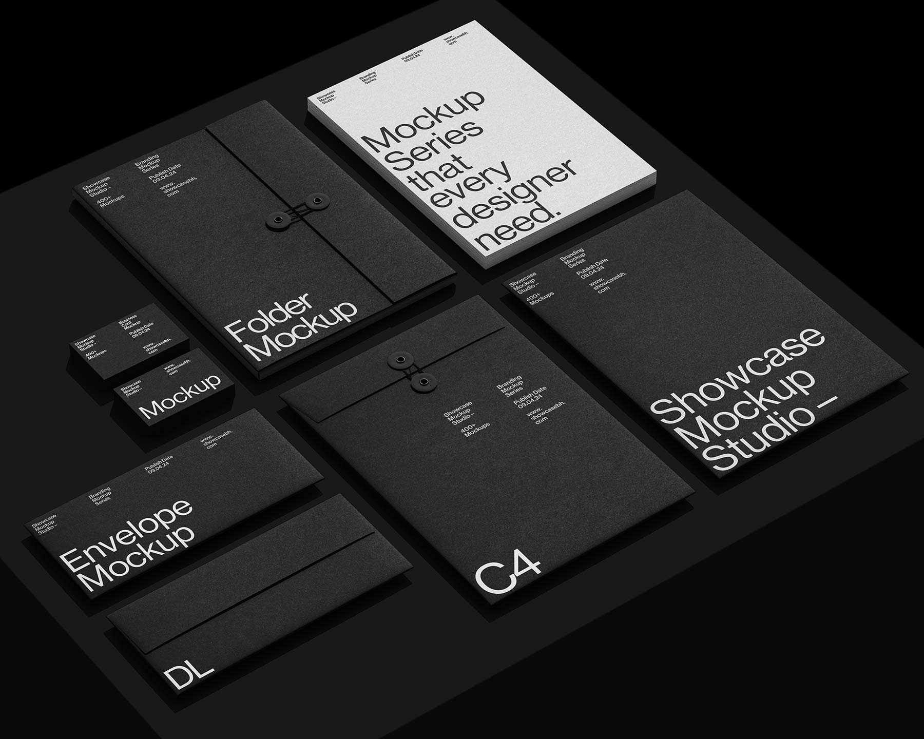 Black_Branding Mockup Series – Showcase Mockup Studio