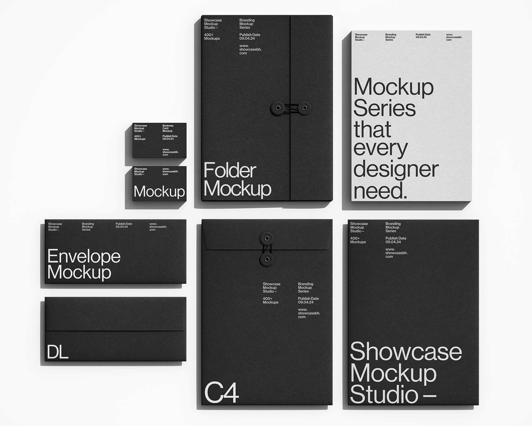Black_Branding Mockup Series – Showcase Mockup Studio