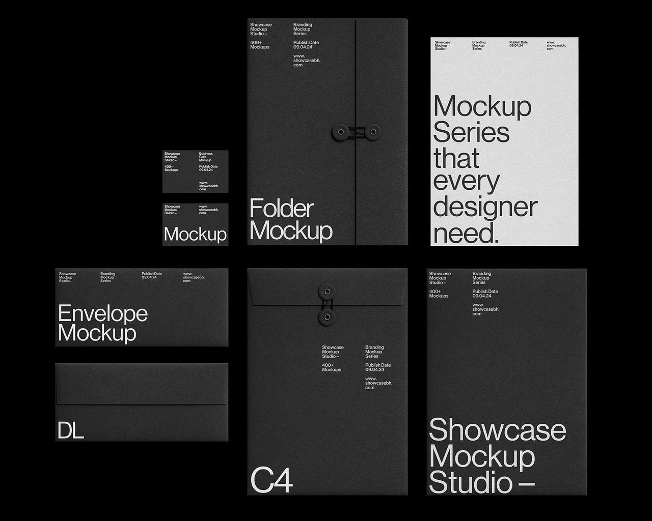 Black_Branding Mockup Series – Showcase Mockup Studio